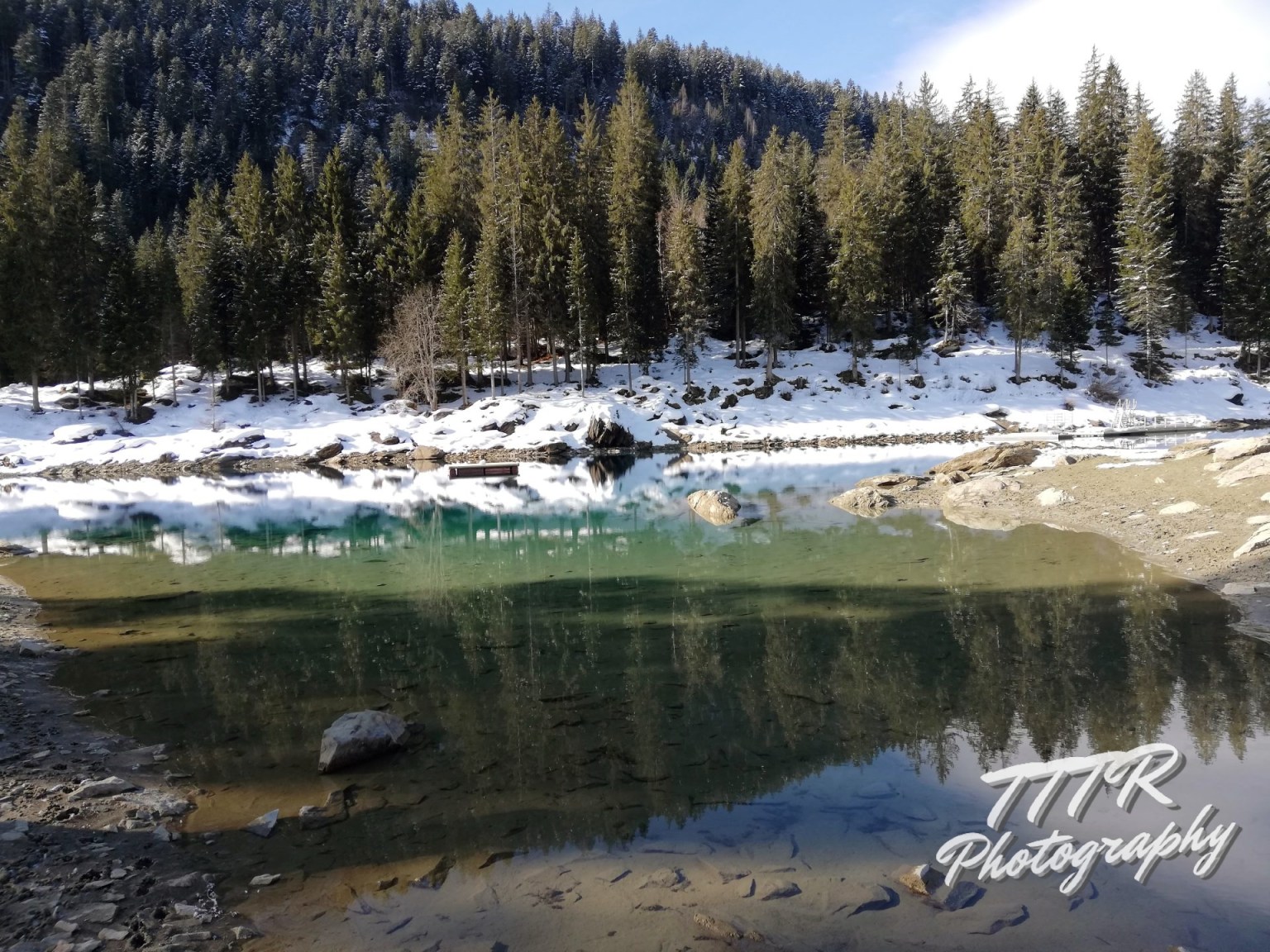 Caumasee, Switzerland - Ice blue water in winter