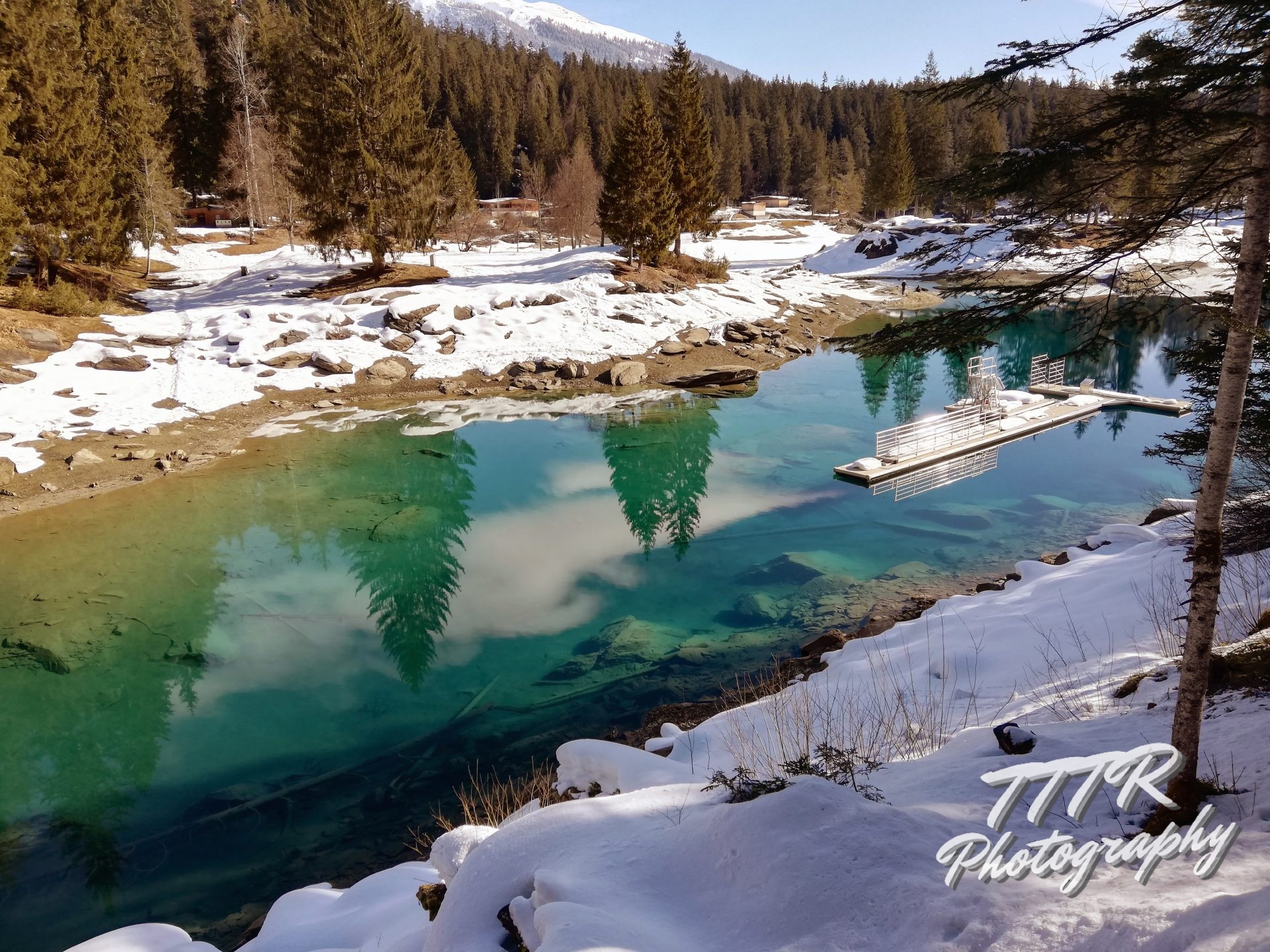 Caumasee, Switzerland - Ice blue water in winter